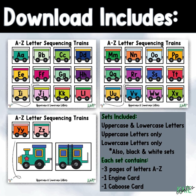 Alphabet Train A-Z Sequencing Cards: Preschool Learning Game (digital ...