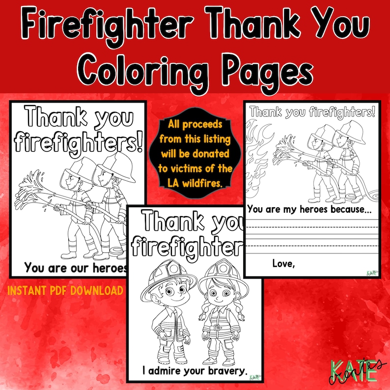 Firefighter Appreciation Printable Coloring Pages | Thank You Notes ...