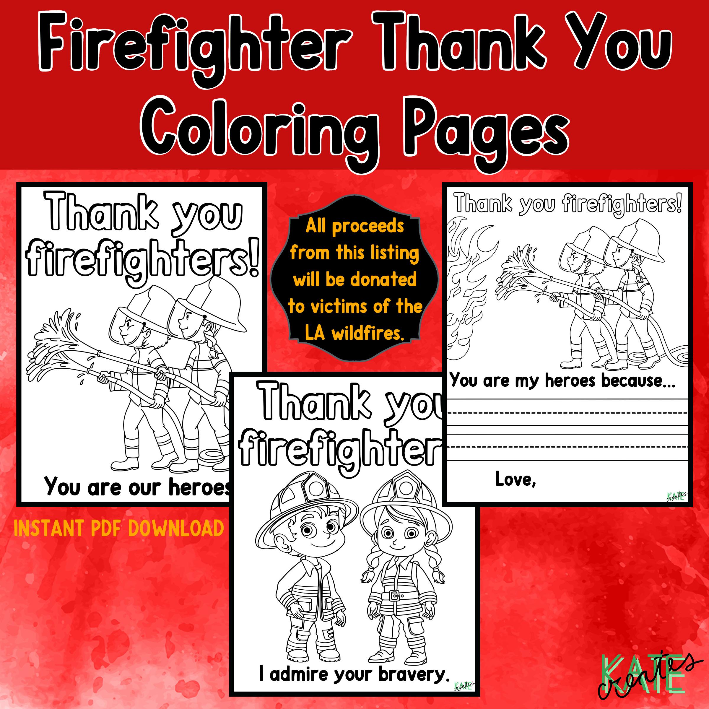 Firefighter Appreciation Printable Coloring Pages | Thank You Notes ...