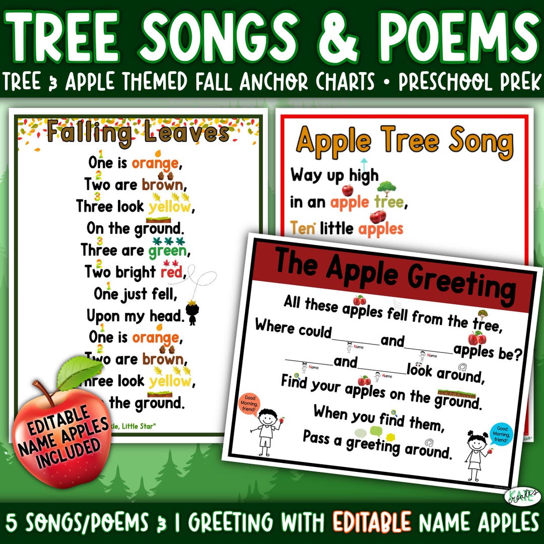 Fall Apple & Tree Songs and Poems | Preschool Circle Time (digital ...