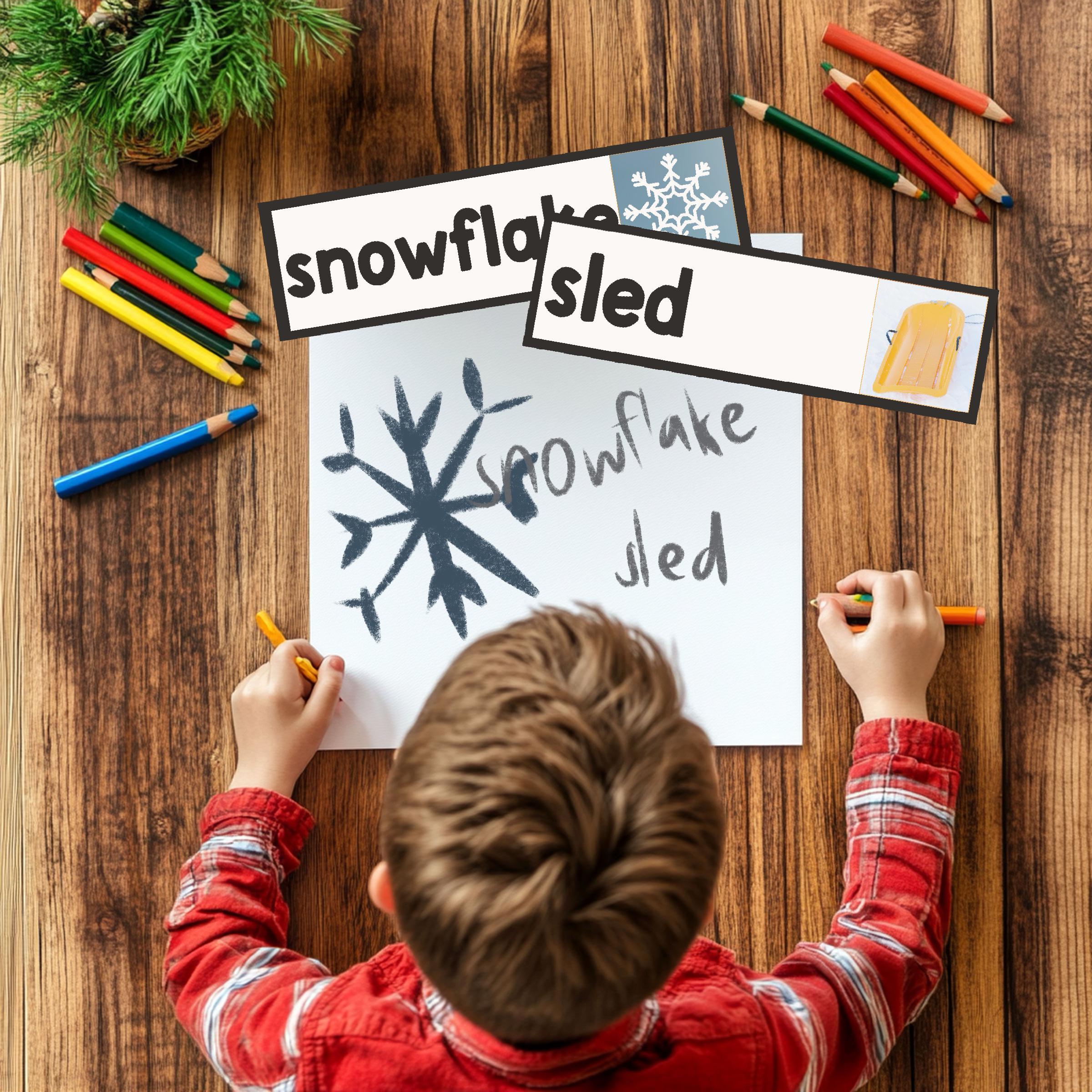 Preschool Winter Activities | Fun Vocabulary Cards for Kids | Writing ...