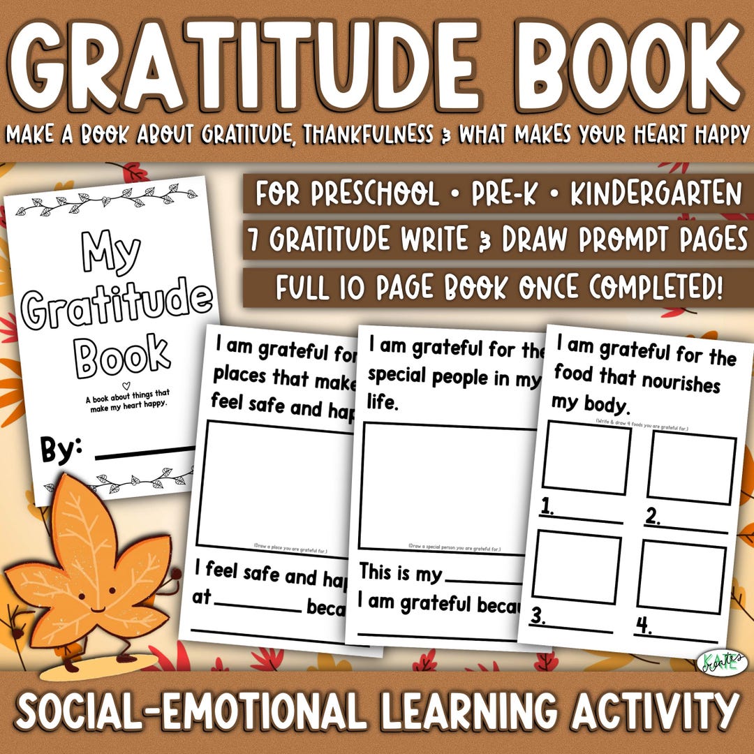 Printable Gratitude Book, Thanksgiving SEL Activity (digital Download ...
