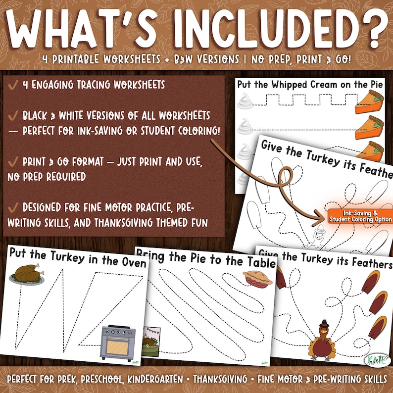 Thanksgiving Tracing Worksheets | Preschool Fine Motor Activity ...