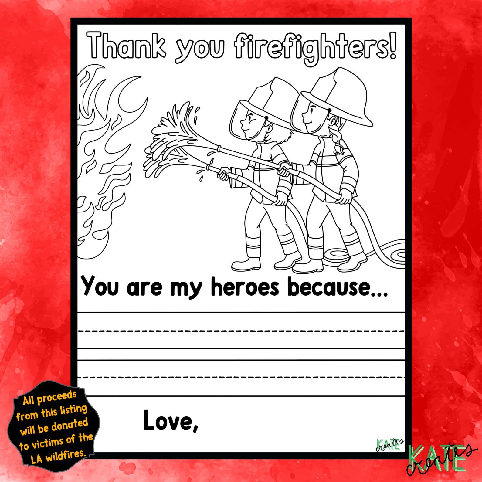 Firefighter Appreciation Printable Coloring Pages | Thank You Notes ...