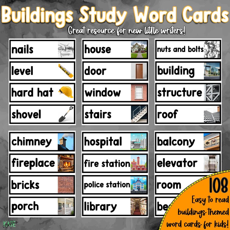 Buildings Study Creative Curriculum Building Unit of Study, Word Cards ...