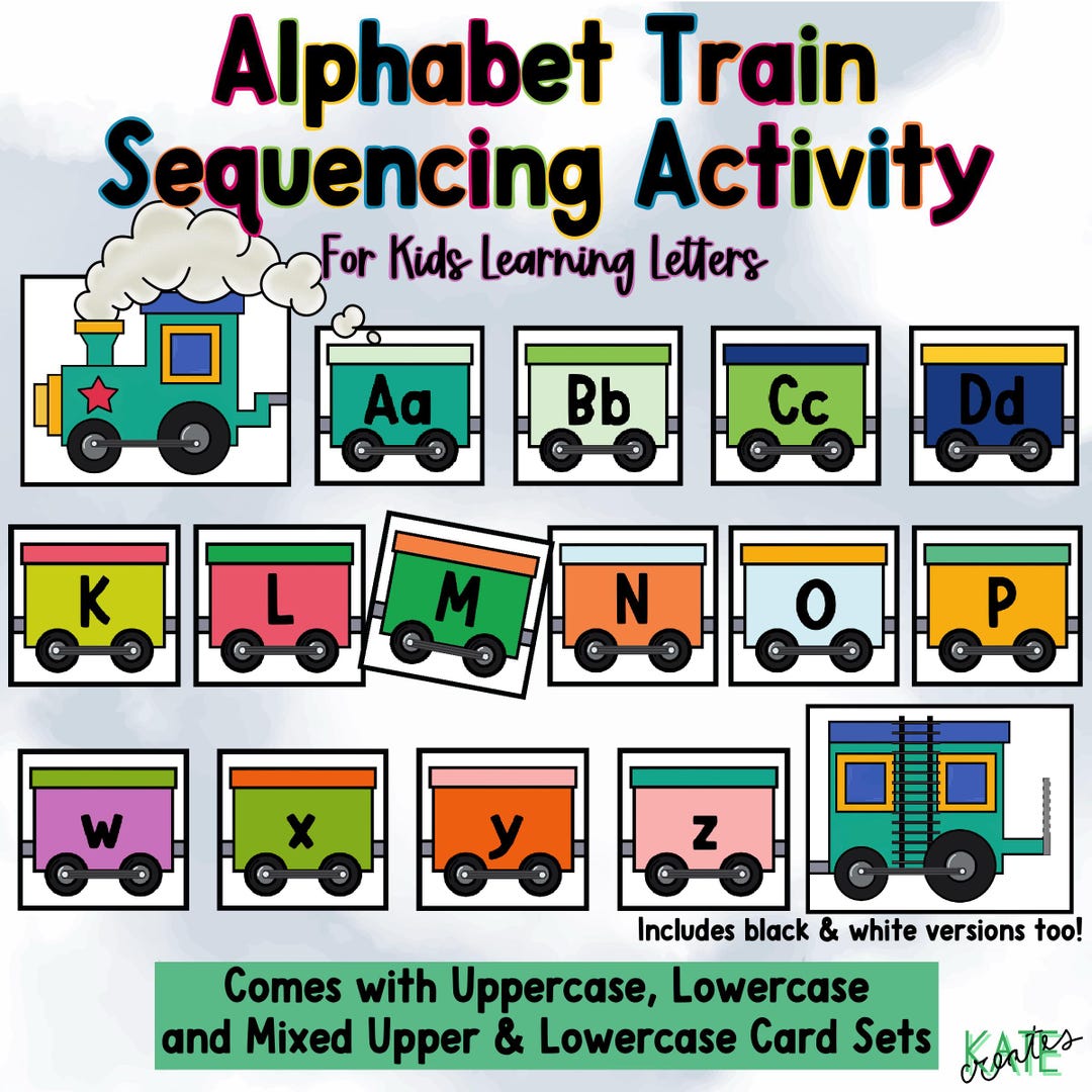 Alphabet Train A-Z Sequencing Cards: Preschool Learning Game (digital ...