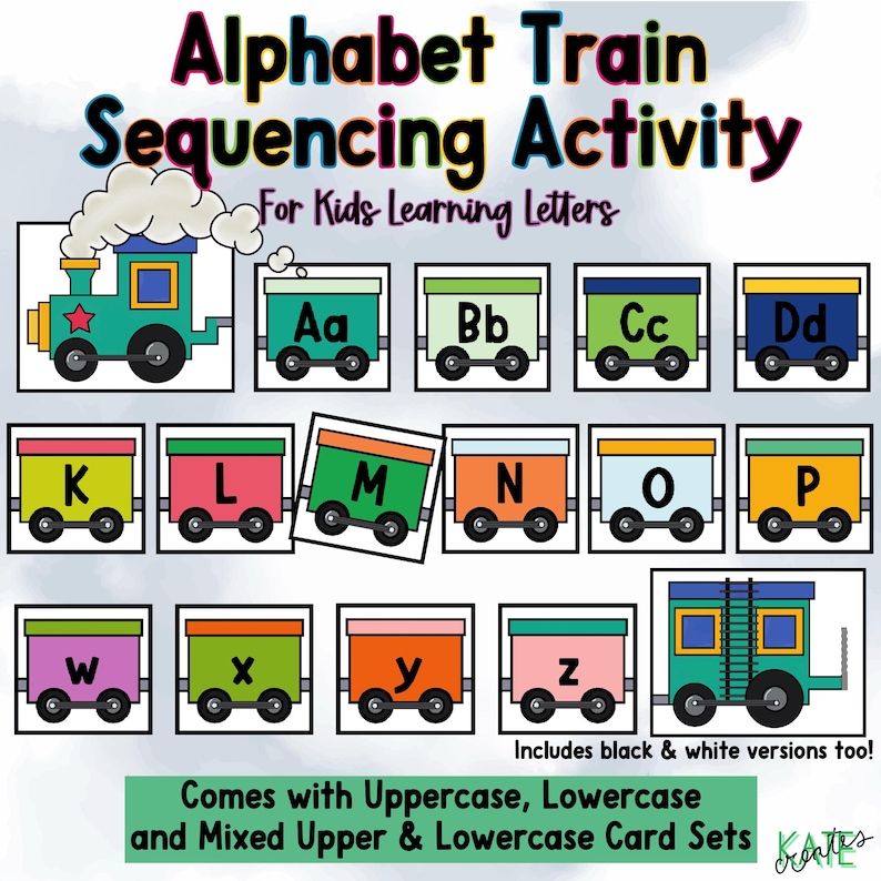 Alphabet Train A-Z Sequencing Cards: Preschool Learning Game (digital ...