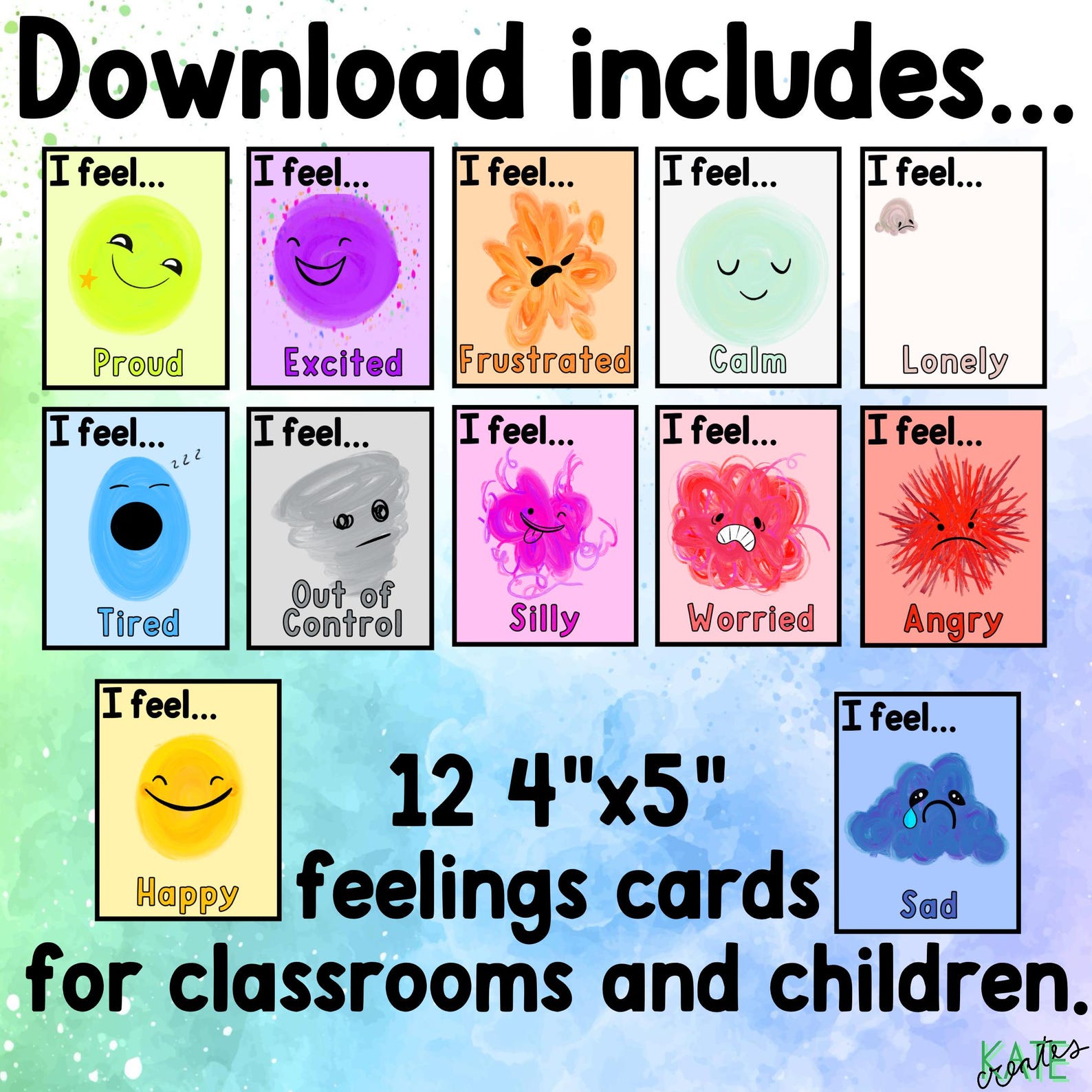 Feelings Chart for Preschool, Emotional Regulation Cards for Kids ...