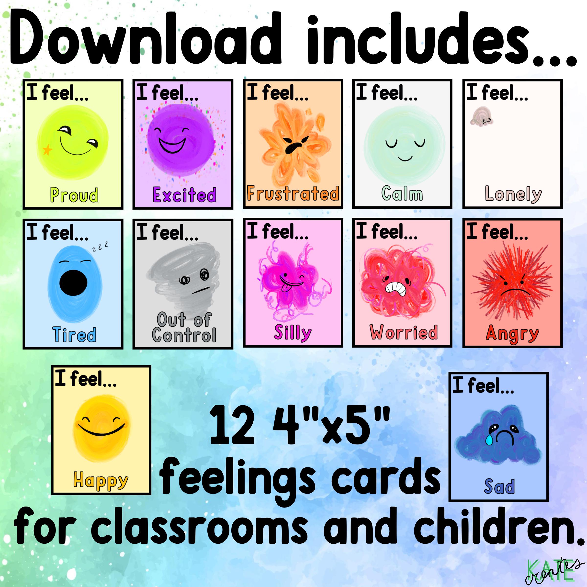 Feelings Chart for Preschool, Emotional Regulation Cards for Kids ...