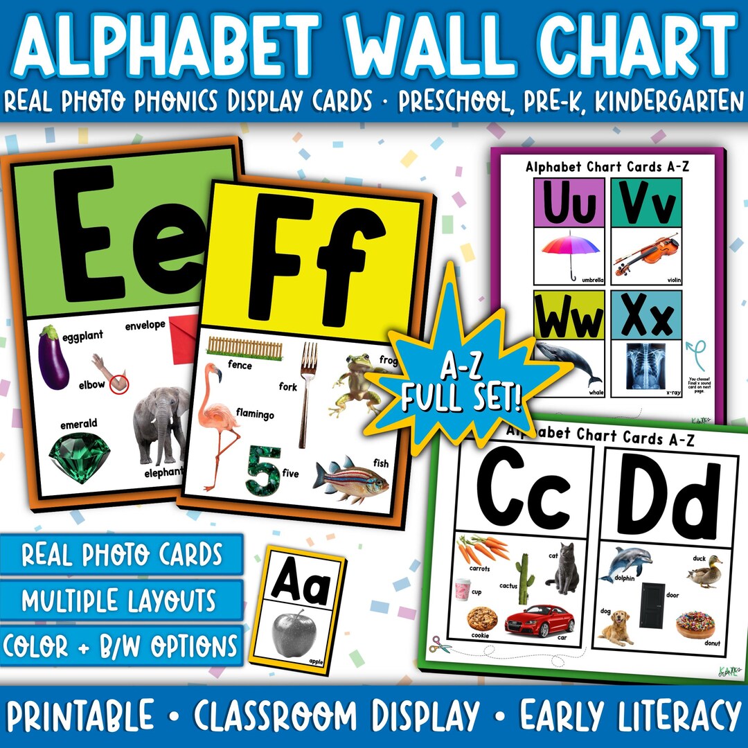 Real Photo Alphabet Wall Chart | Preschool Phonics Cards (digital PDF ...