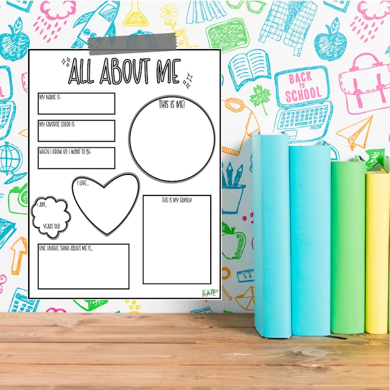 All About Me Poster: Back to School Activity, Coloring Page (printable ...