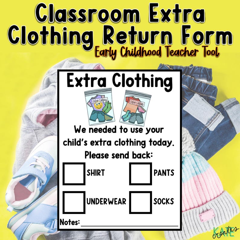 Printable Extra Clothing Return Form for Teachers | Replenish Classroom ...