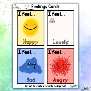 Feelings Chart for Preschool, Emotional Regulation Cards for Kids ...
