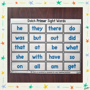 Printable Dolch Sight Word Flashcards, Kindergarten Learning, High ...