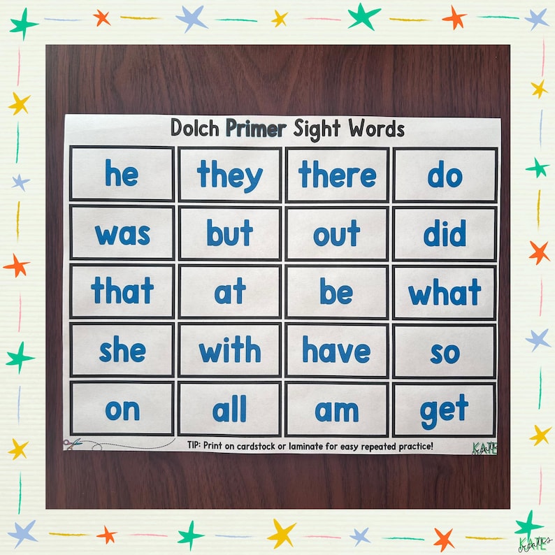 Printable Dolch Sight Word Flashcards, Kindergarten Learning, High ...