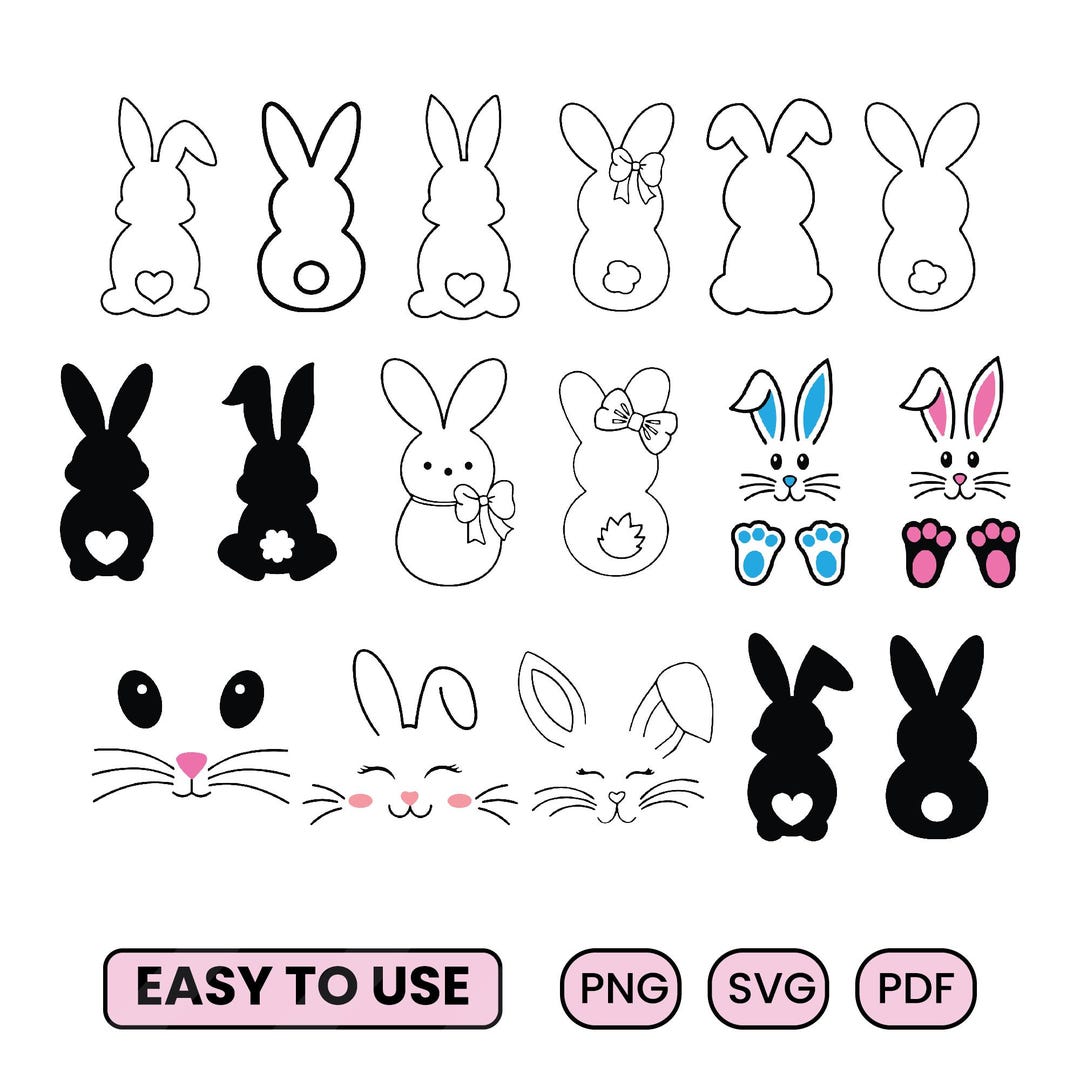 Easter Bunny Shape Svg,rabbit Dxf,bunny Shape Svg,outline Bunny Svg ...