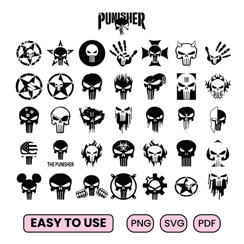 Punisher SVG Bundle, Skeleton Svg Bundle, Skull Cut Files for Cricut ...