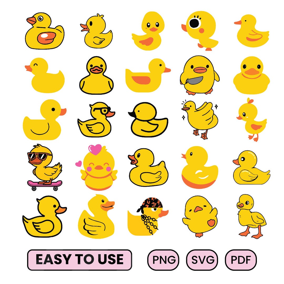 Duck Svg Bundle, Rubber Ducky Svg, Rubber Duck Svg, Duck Clipart, Duck ...