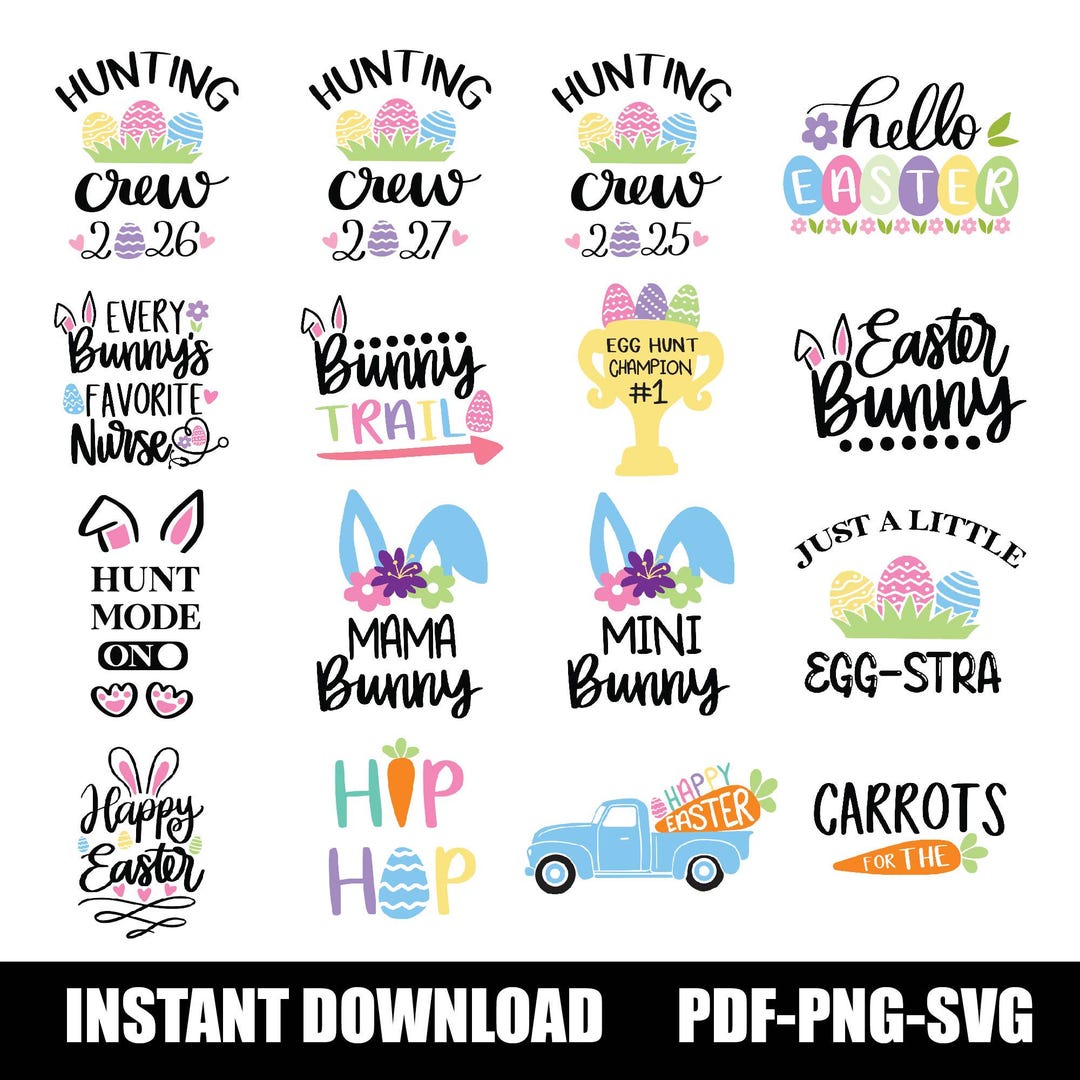 Hunting Crew SVG Cutting Files, Easter Svg, Easter Egg Hunt SVG ...