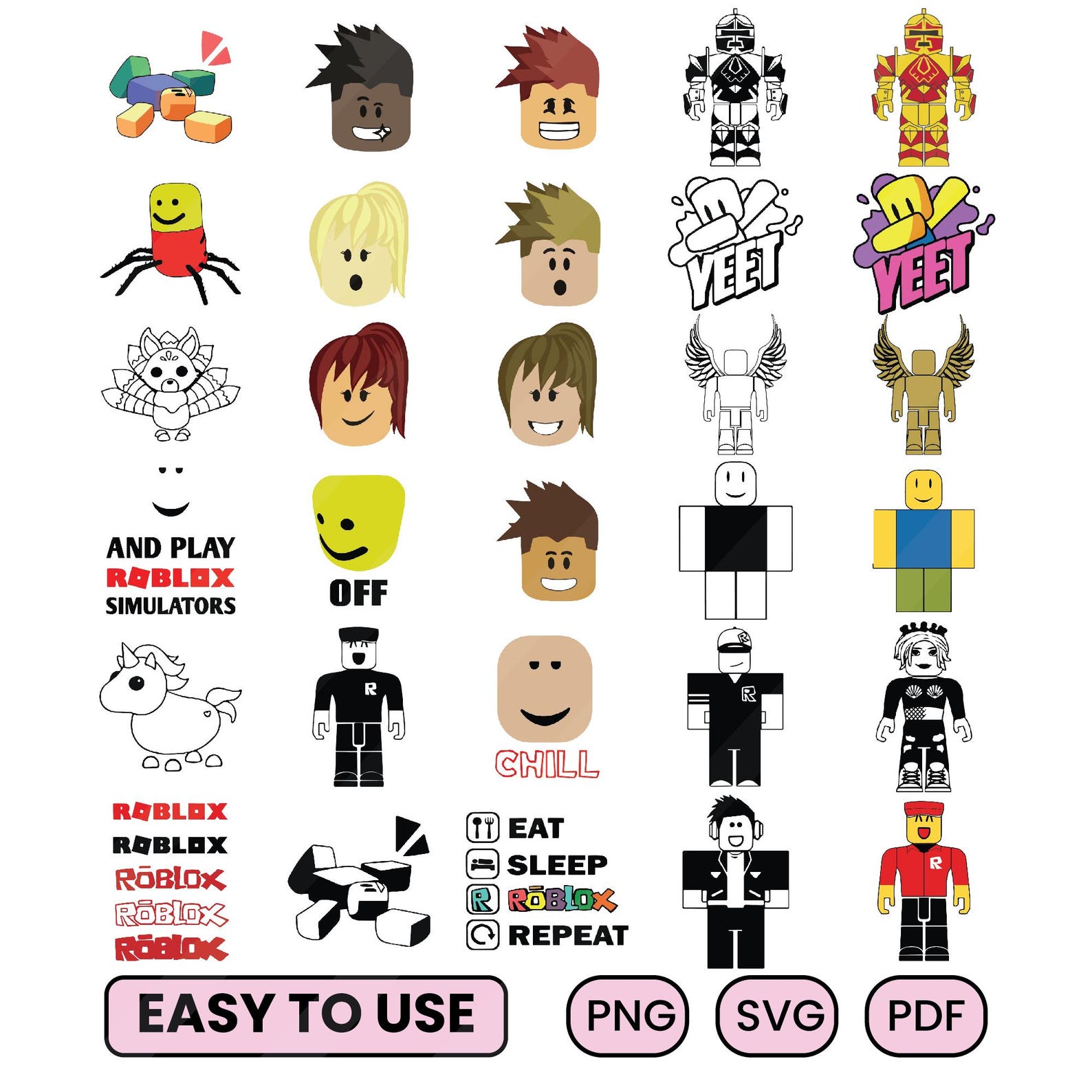 Roblox Svg Bundle, Robot Svg, Gaming Svg Files for Cricut, Roblox Png ...