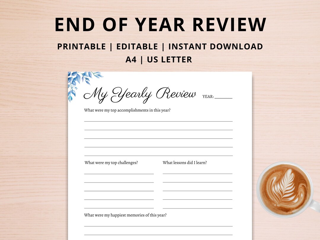 PRINTABLE End of Year Review | Yearly Review | Yearly Reflection | Year ...