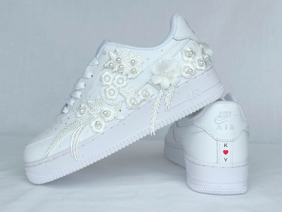Bridal Air Force 1 Butterfly Floral Embroidered Sneakers • Bridal Shoes ...