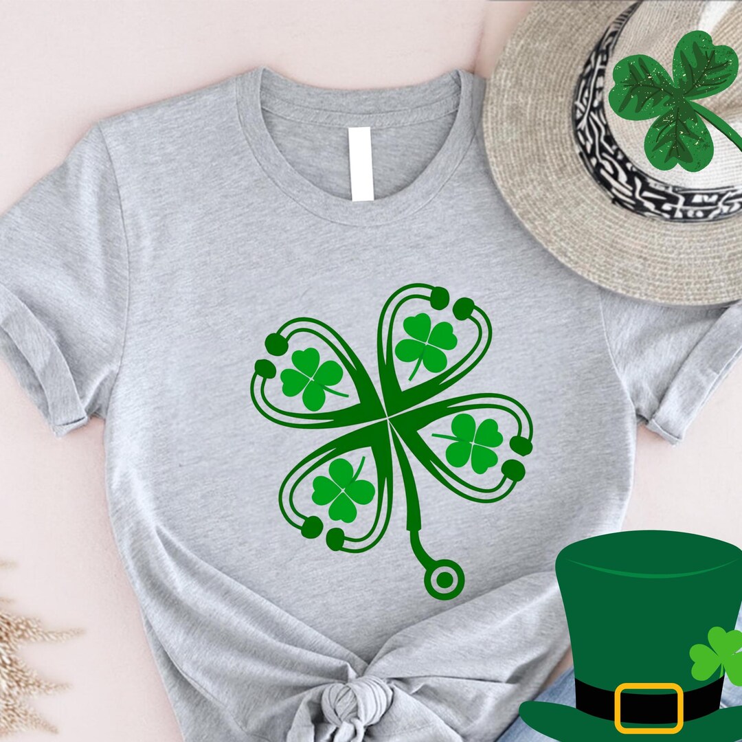 St Patrick's Day Shamrock Stethoscope Nurse Shirt, Irish Medical Tee - Etsy