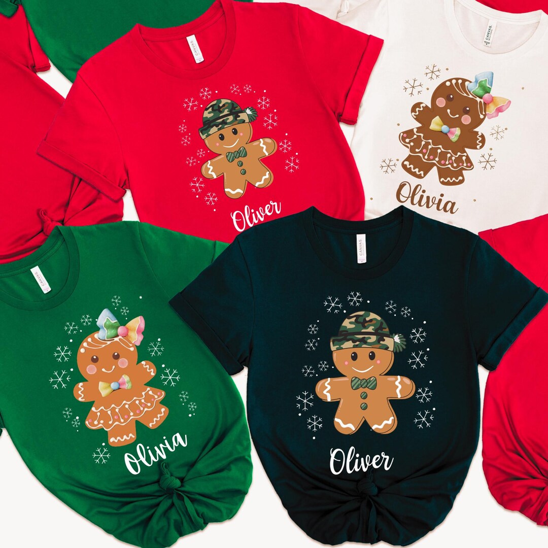 Custom Gingerbread Christmas Shirt, Personalized Kids T-shirt - Etsy