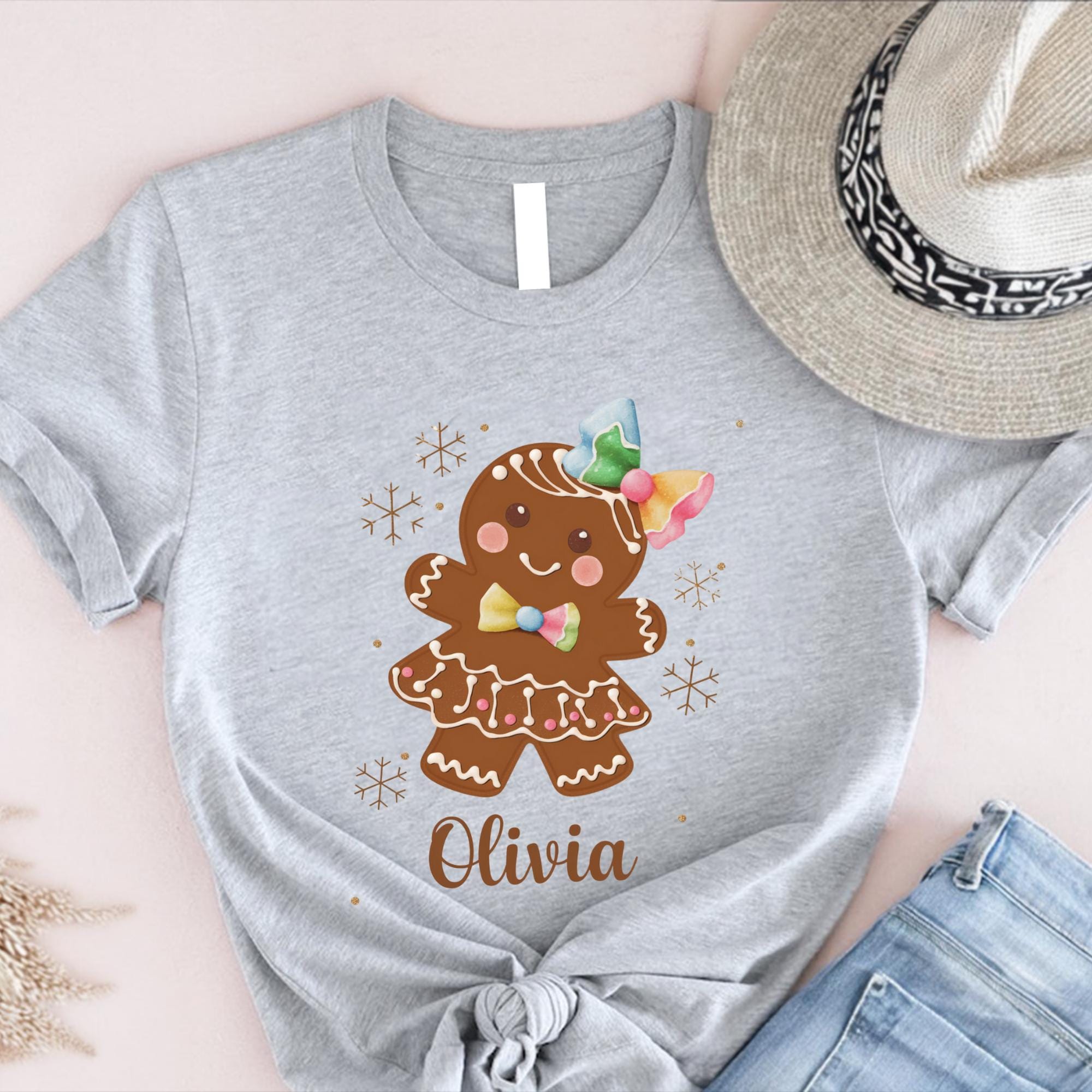 Custom Gingerbread Christmas Shirt, Personalized Kids T-shirt - Etsy