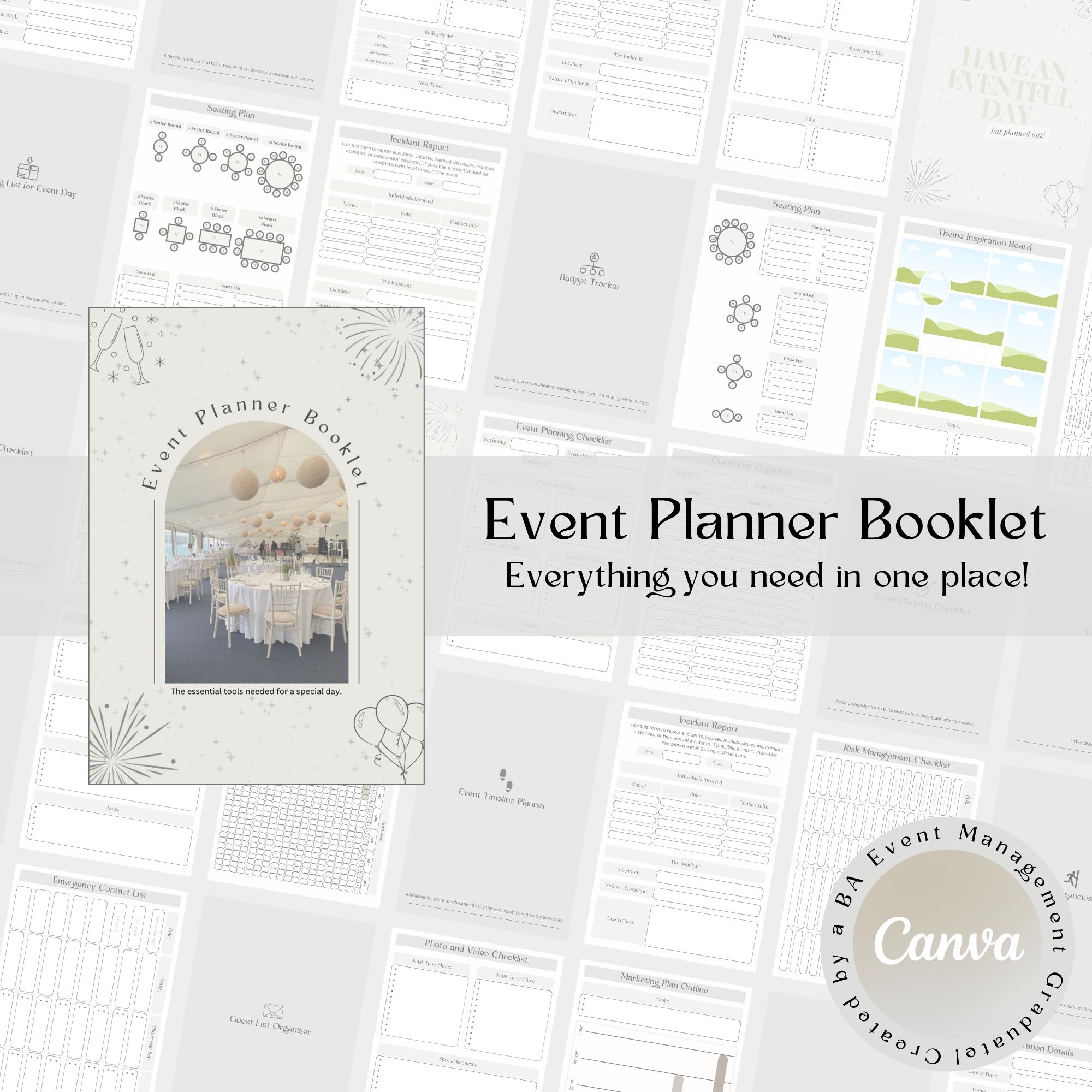 Editable Event Planner Booklet | Wedding, Birthday & Party Planning ...