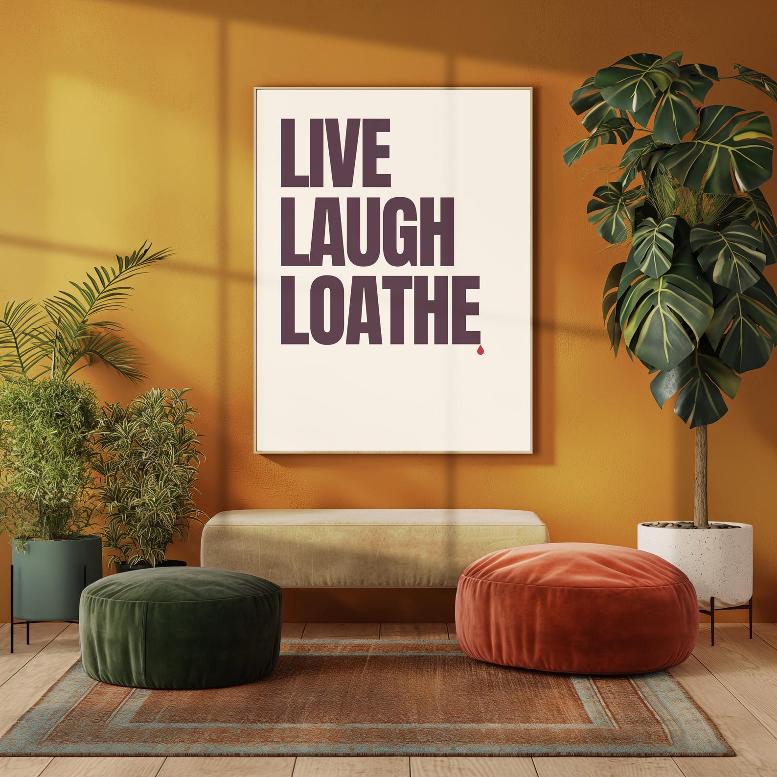 Live Laugh Loathe Poster Satan Wall Art Please Leave by 9pm Sign ...