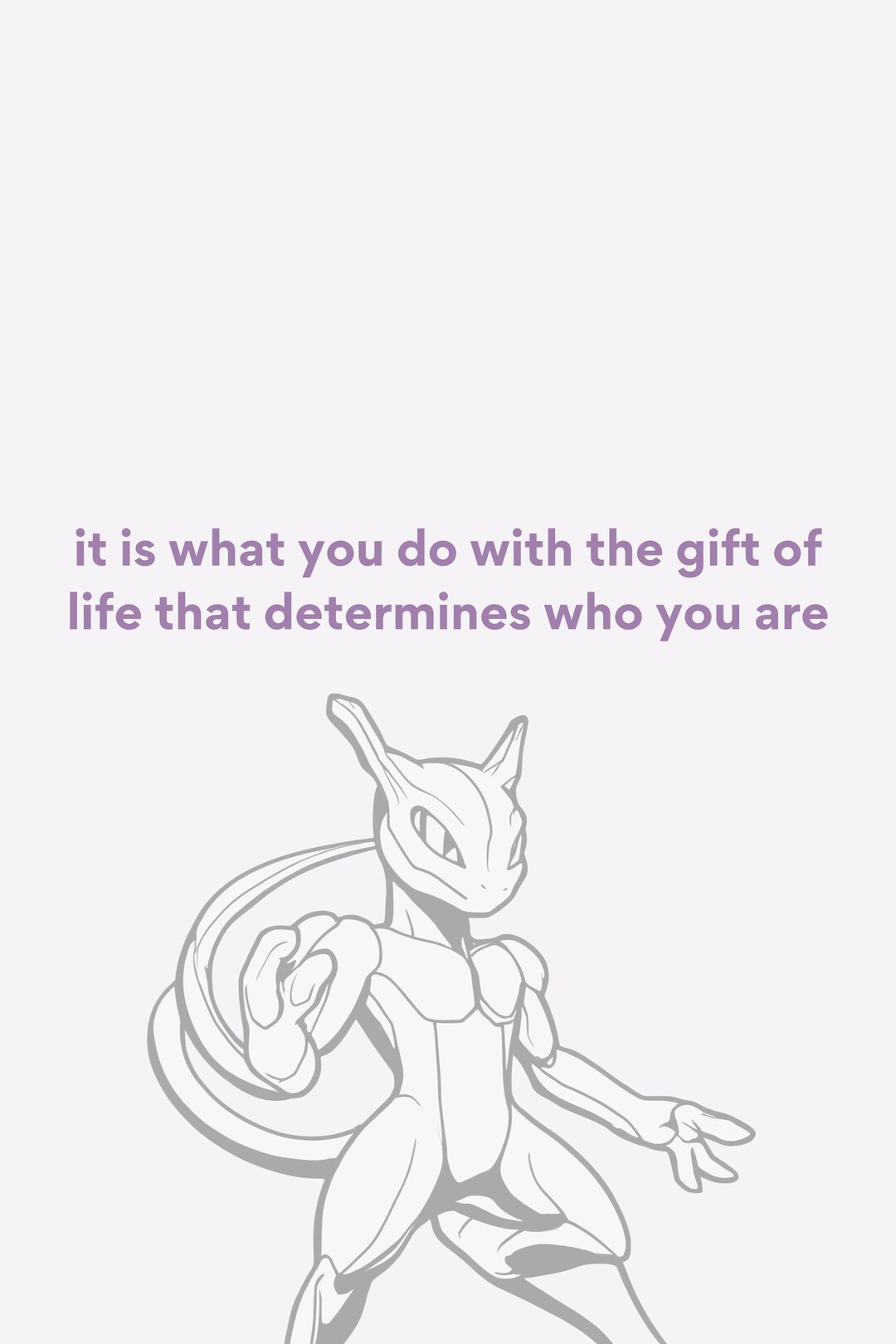 Cute Mewtwo Pokémon Wall Art Print Inspirational Quote Pikachu Totodile ...