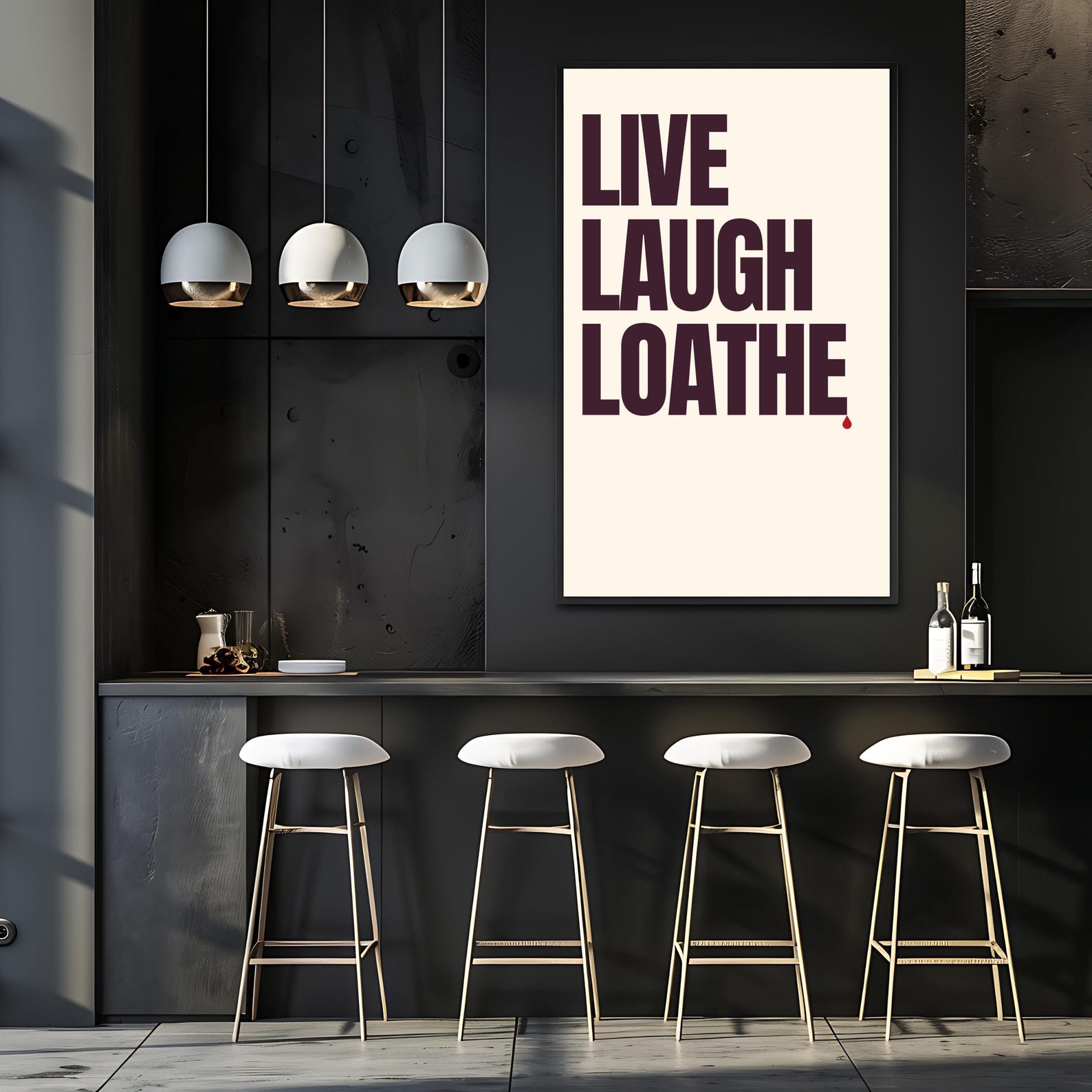 Live Laugh Loathe Poster Satan Wall Art Please Leave by 9pm Sign ...