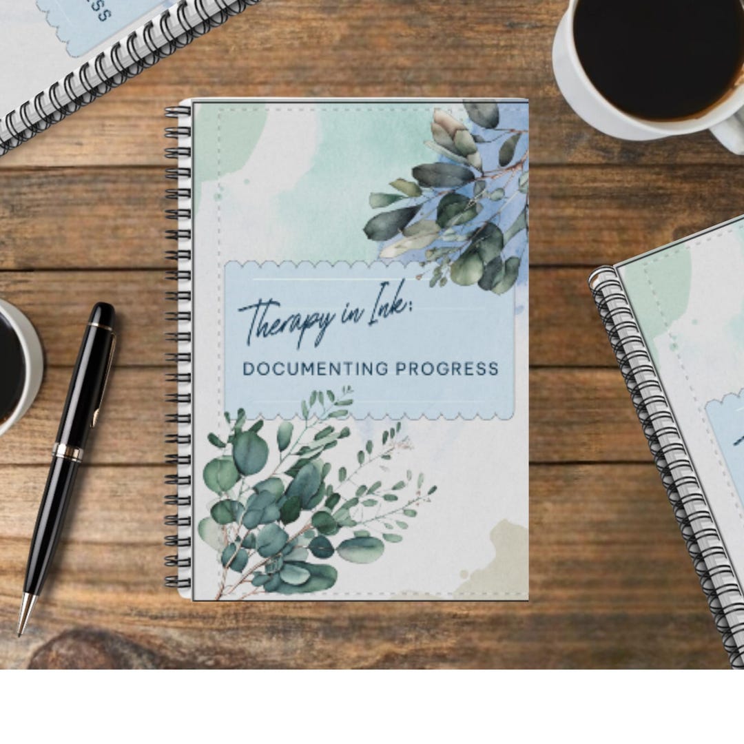 THERAPY in Ink Spiral Floral Journal Notebook, Green Herbal Theme 6 X 8 ...