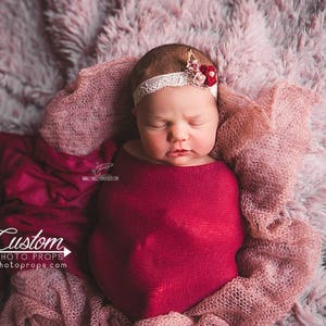 Baby Girl Swaddling Blanket, RED Newborn Wrap Photo Props, Red Stretch ...