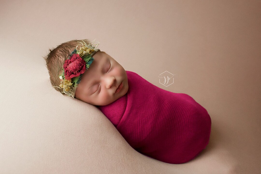 Baby Girl Swaddling Blanket, RED Newborn Wrap Photo Props, Red Stretch ...