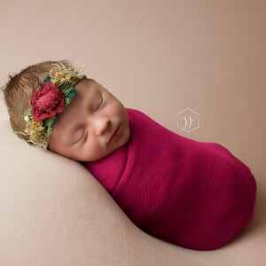 Baby Girl Swaddling Blanket, RED Newborn Wrap Photo Props, Red Stretch ...