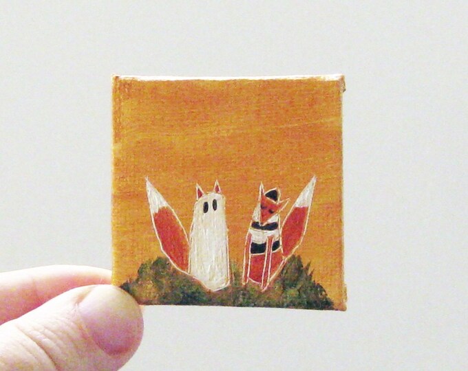 Ghost & Bandit / MINIATURE Painting on Canvas Panel - Etsy