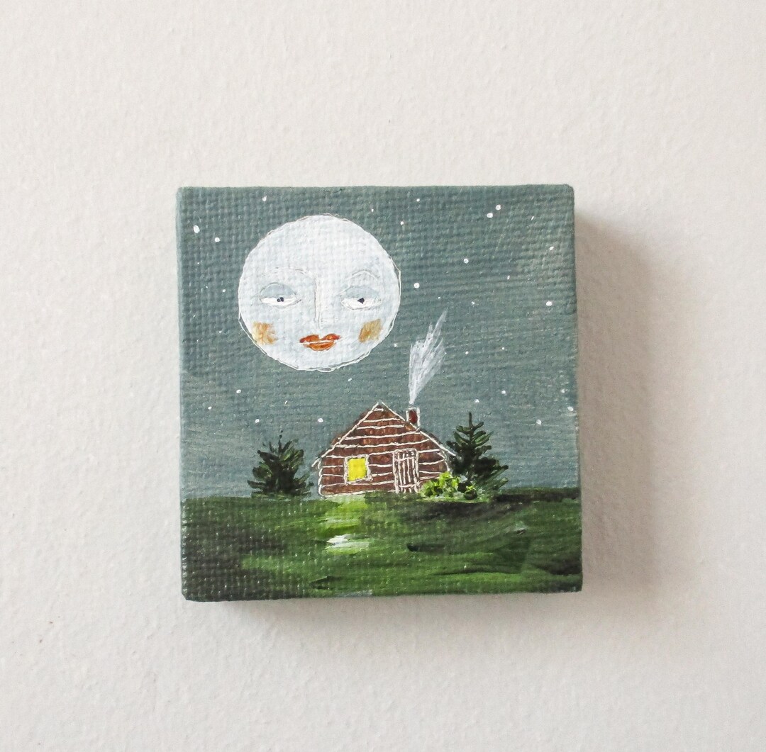 Midnight Moon / Original Painting on Canvas - Etsy