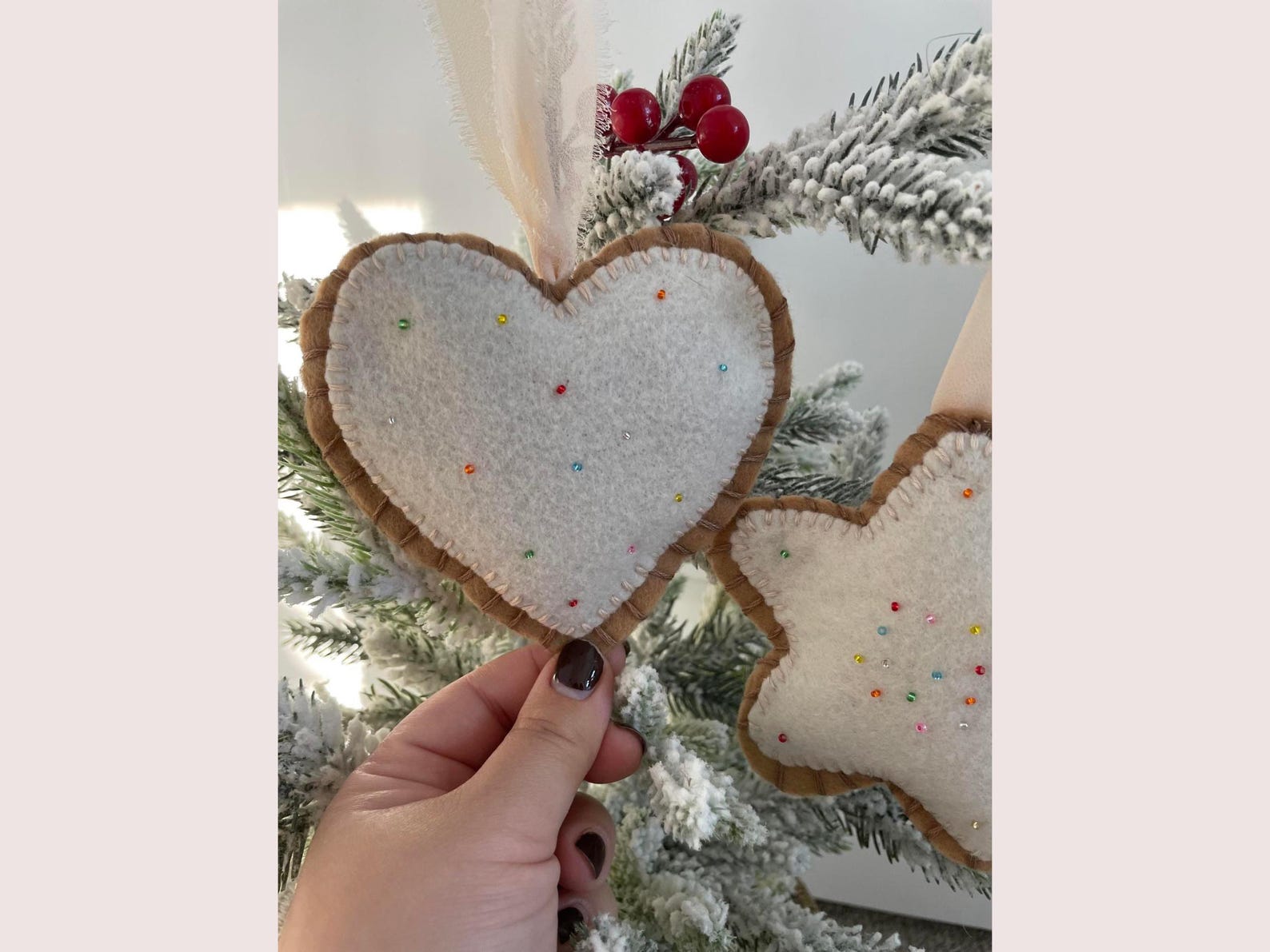 Handmade Felt Christmas Ornaments Set of 4, Christmas Felt Sugar Cookie ...
