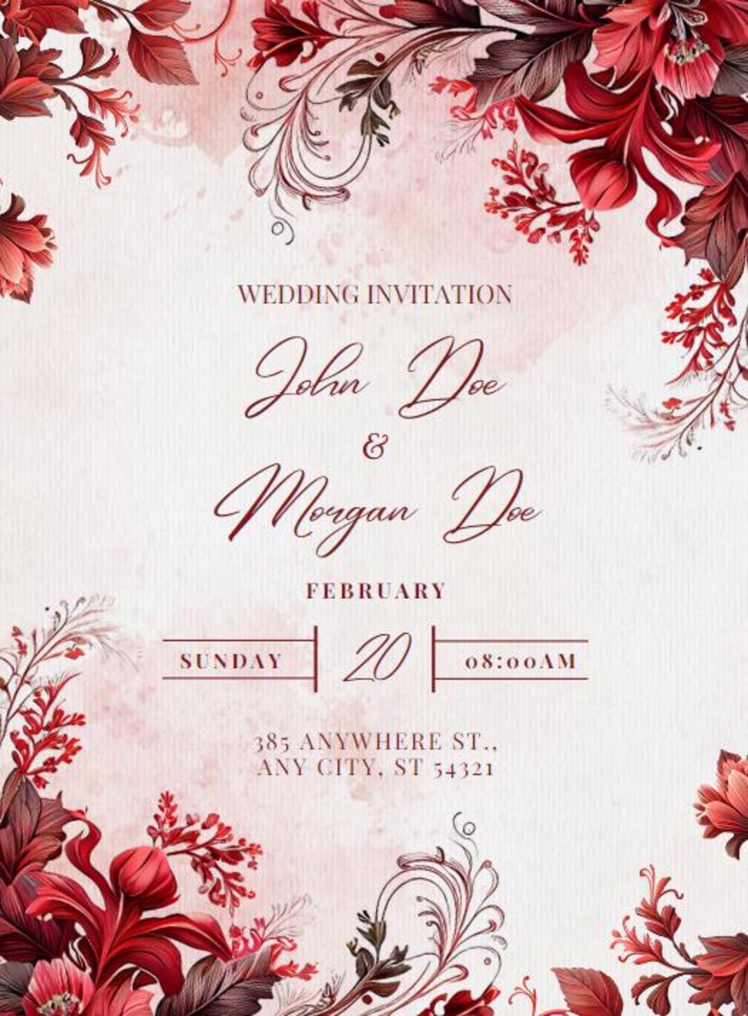 Red Wedding Invitation - Etsy