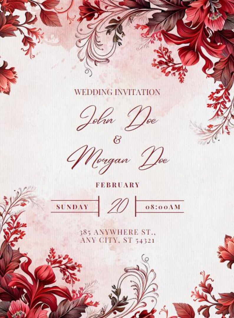 Red Wedding Invitation - Etsy