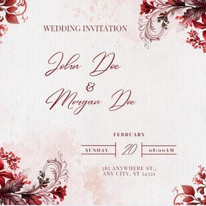 Red Wedding Invitation - Etsy