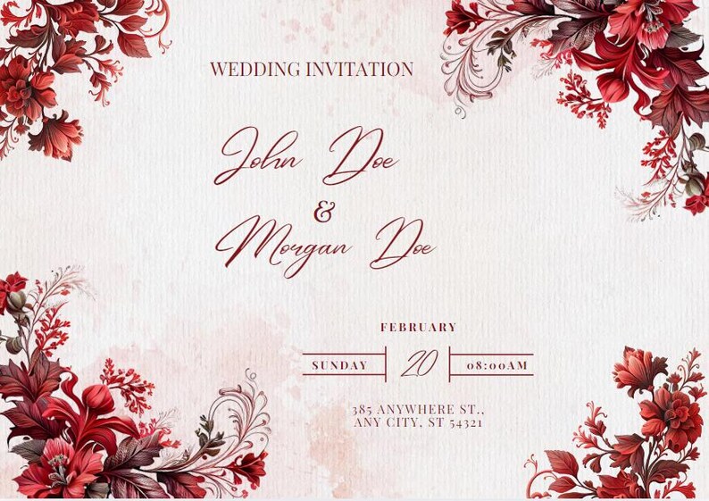 Red Wedding Invitation - Etsy