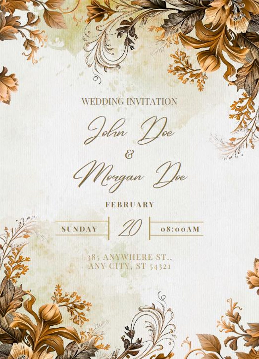 Gold Wedding Invitation - Etsy