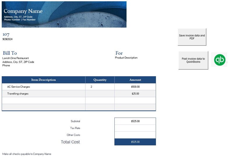 Invoice Template With Stored Data to Other Sheet Automatically - Etsy
