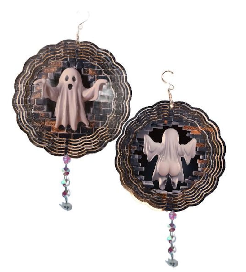 Have Fun With This Unique Ghost Wind Spinner. Notice the Cute Crystals ...