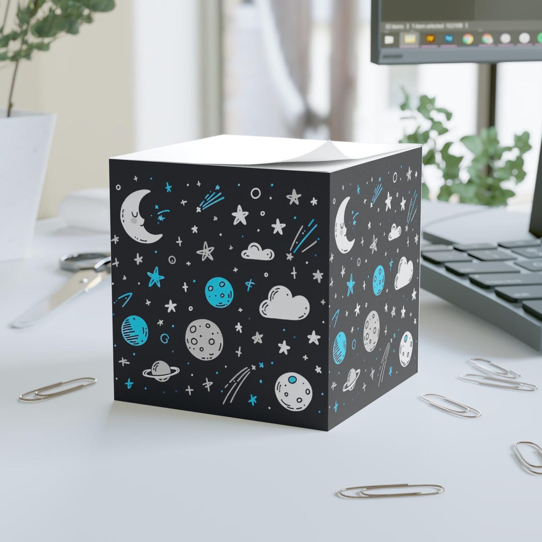 A Storybook Sky Post-it Note Cube - Galaxy Themed Memo Pad, Planetary ...