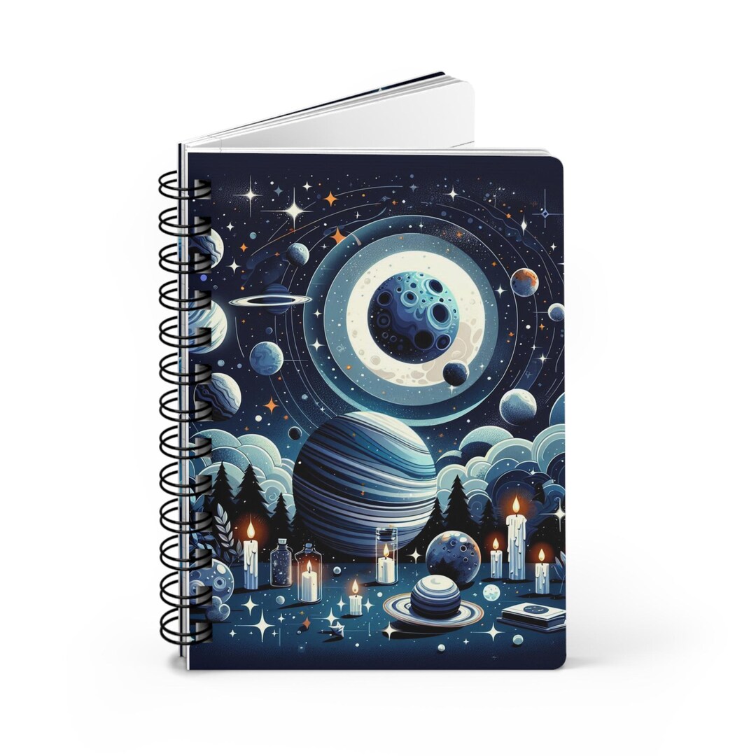 Galaxy Space Spiral Bound Journal, Planets Moon Stars Notebook for ...