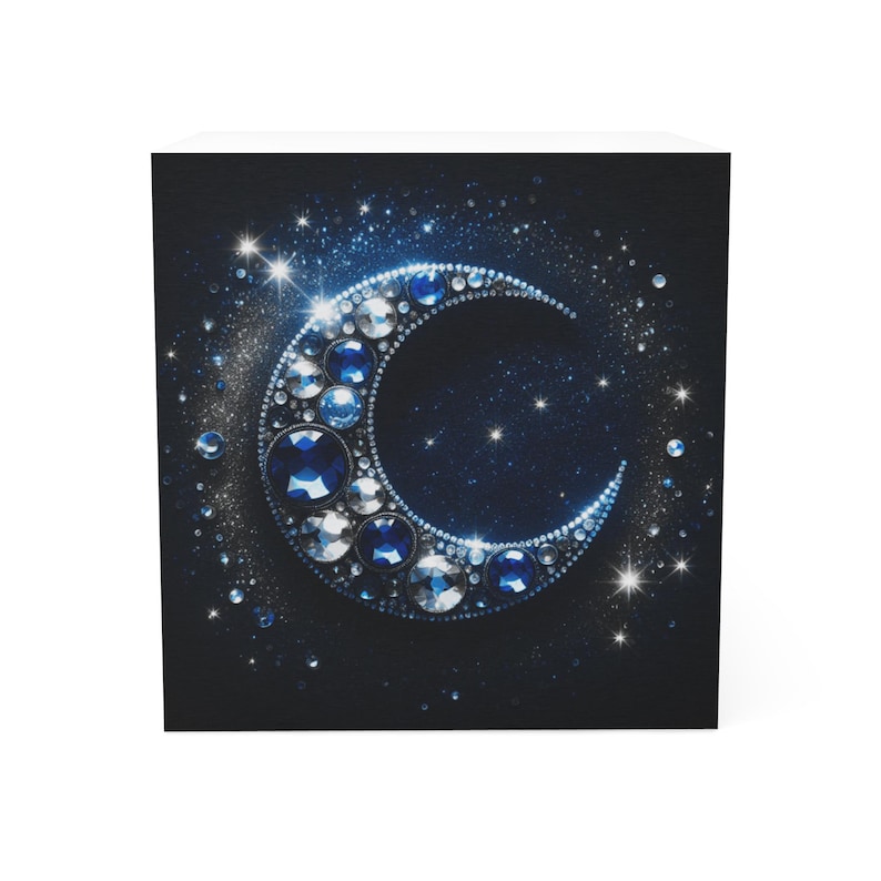 Blue Bejeweled Moon Post-it Note Cube, Modern Desk Accessories ...